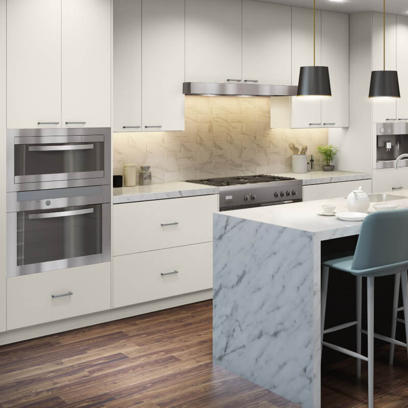 Euro Cashmere High Gloss Kitchen Cabinets | CabinetSelect.com