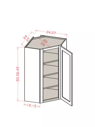 Shaker Honey 24 in. W x 12 in. D x 36 in. H Diagonal Wall Cabinet ...