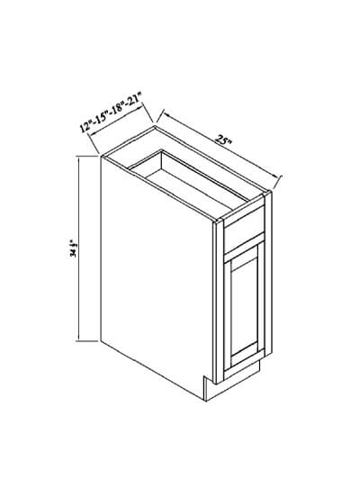 Inset Brown Slab Shaker Single Door Base Cabinet 12''W*25''D*34-1/2''H ...