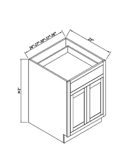 Inset White Slab Shaker Double Door Base Cabinet 27''W*25''D*34-1/2''H ...