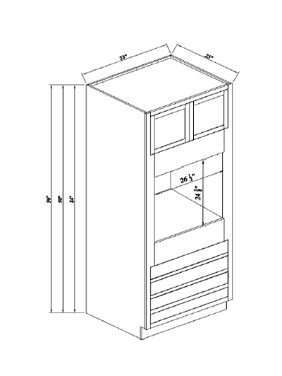 Inset White Slab Shaker Single Oven Cabinet 33"W*90"H*25"D ...
