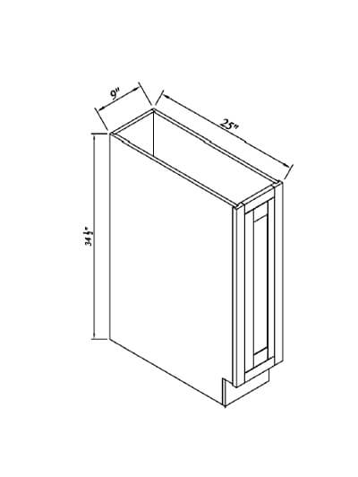 Inset Brown Slab Shaker Base Tray Cabinet 9''W*25''D*34-1/2''H FH ...