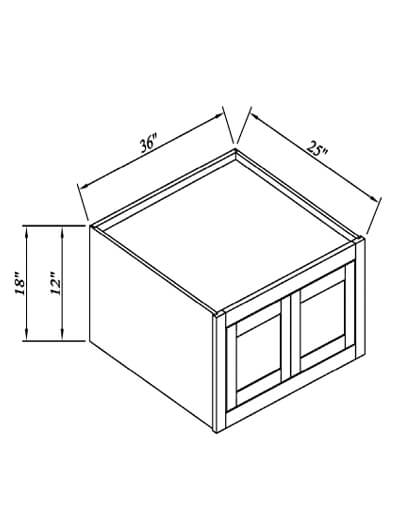 Inset White Slab Shaker Double Door Wall Cabinet 36''W*12''H*25''D ...