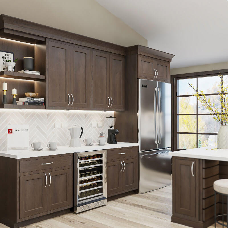Inset Brown Slab Shaker Kitchen Cabinets | CabinetSelect.com
