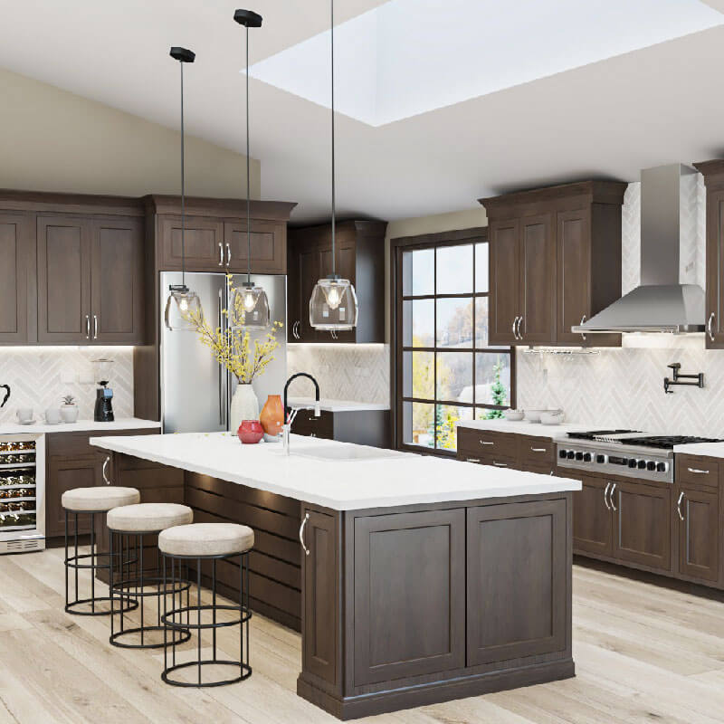 Inset Brown Slab Shaker Kitchen Cabinets | CabinetSelect.com