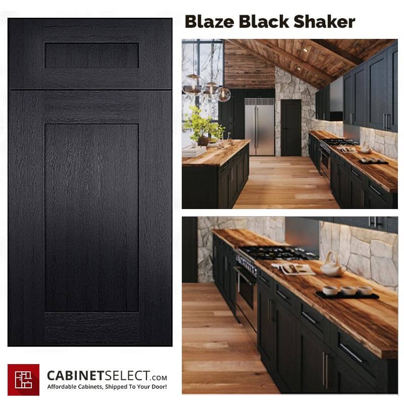 Blaze Black Shaker Kitchen Cabinets | CabinetSelect.com