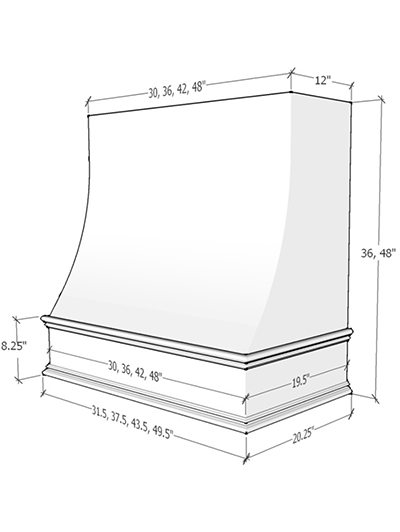 Charlotte - 30" Sloped Classic Molding Smooth Oxford Mist Hood ...
